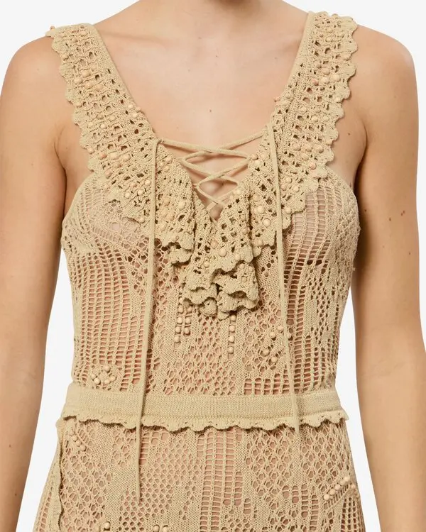 Isabel Marant Étoile Ornella Beaded Crochet Dress - Desert