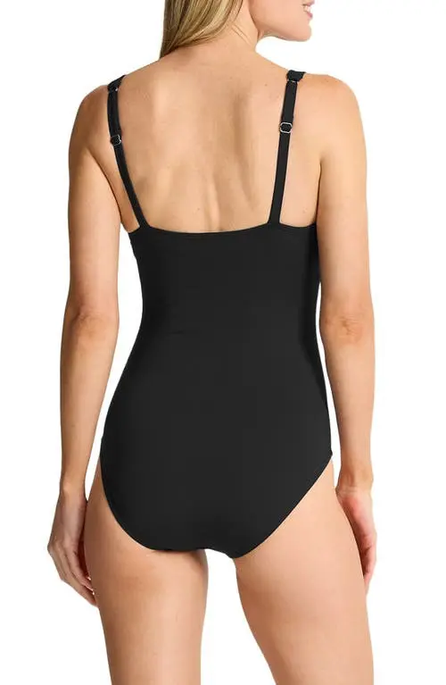 Tommy Bahama Square Neck One-piece Swimsuit - Black