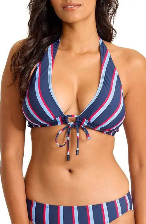 Tommy Bahama Striped Halter Bikini Top - Mare Navy