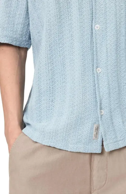 ALLSAINTS Trace Textured Cotton Camp Shirt - Kentucky Blue