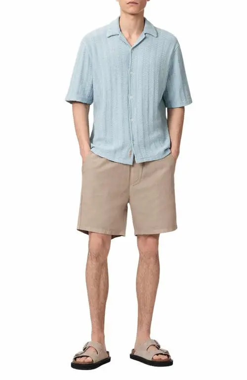ALLSAINTS Trace Textured Cotton Camp Shirt - Kentucky Blue