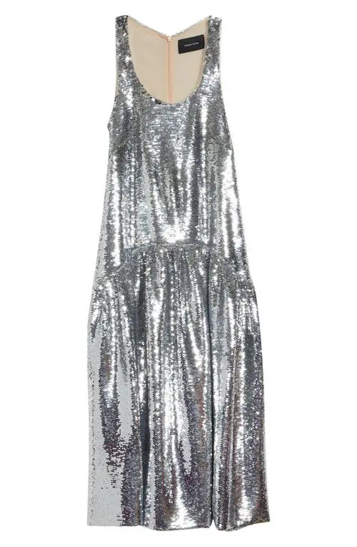 Simone Rocha Tapered Back Flounce Sequin Dress - Silver