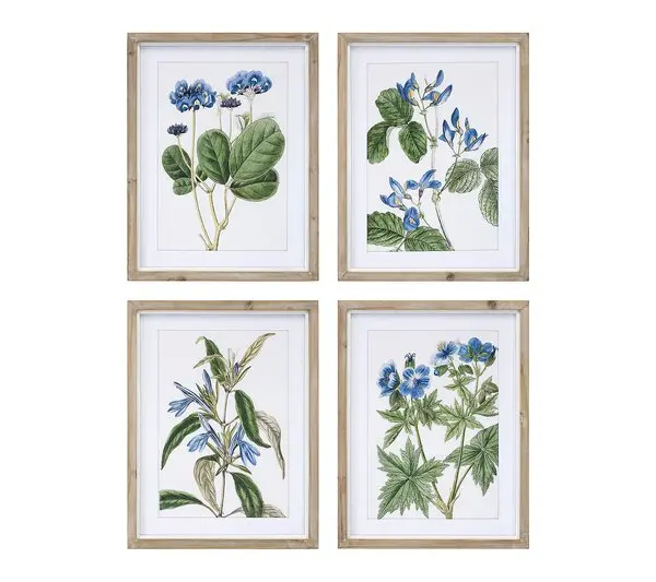 MELROSE International Wood Framed Floral Print Set Of 4 - One-color