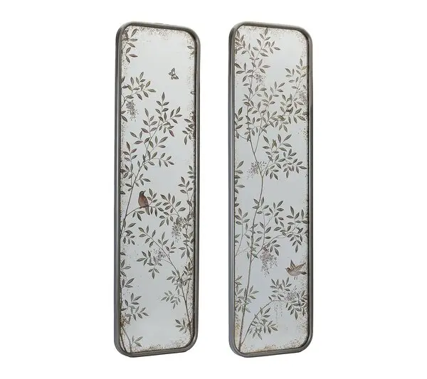 MELROSE International Wall Mirror Bird & Floral Print - One-color