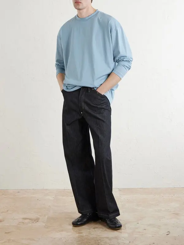 ATON Suvin Cotton Long-sleeved T-shirt - Blue