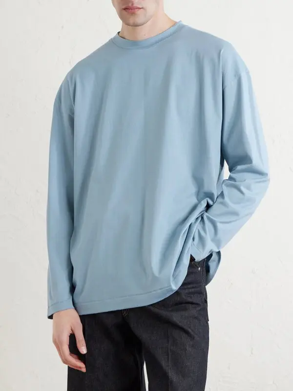 ATON Suvin Cotton Long-sleeved T-shirt - Blue