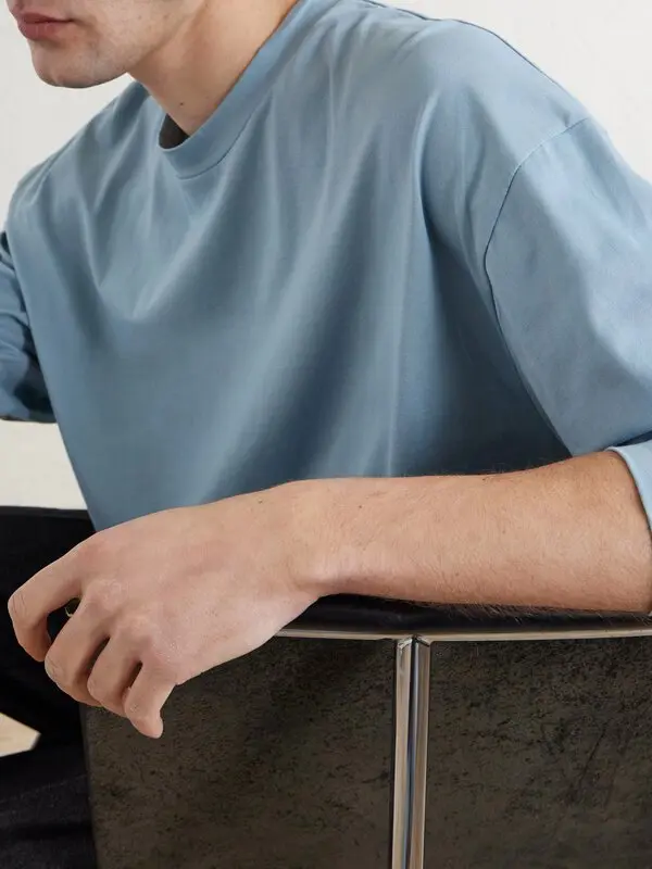 ATON Suvin Cotton Long-sleeved T-shirt - Blue