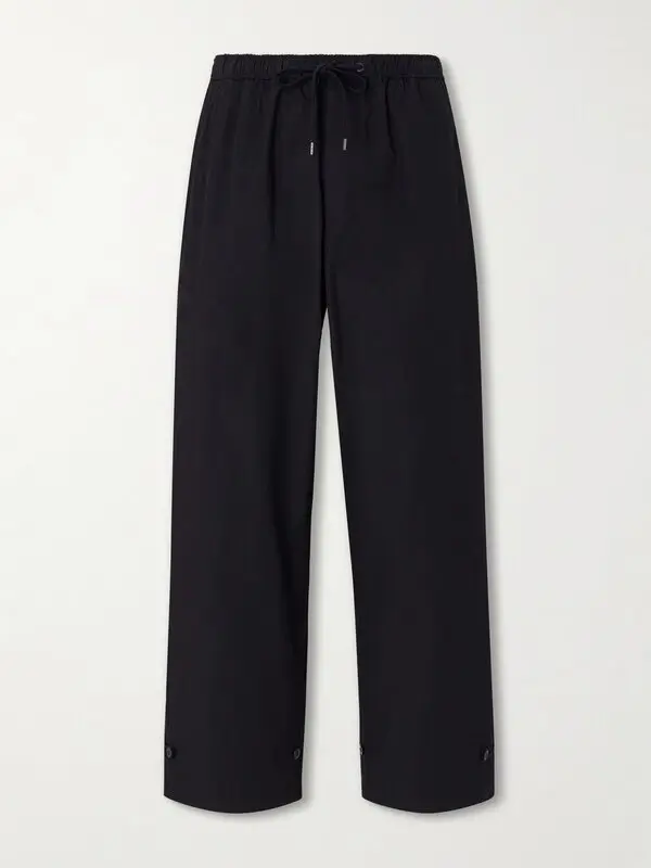 ATON Wide-leg Cotton-blend Gabardine Drawstring Trousers