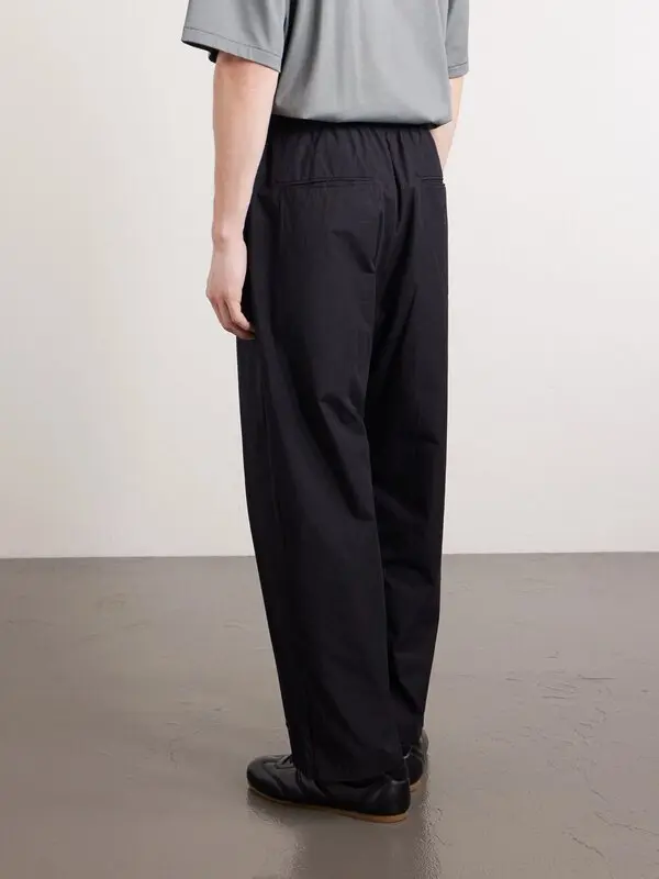 ATON Wide-leg Cotton-blend Gabardine Drawstring Trousers