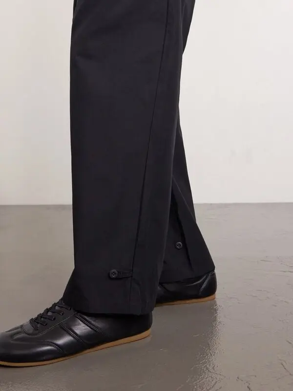 ATON Wide-leg Cotton-blend Gabardine Drawstring Trousers