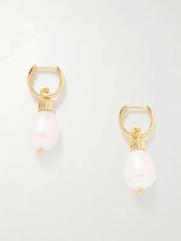 ROXANNE ASSOULIN Tone Pearl Hoop Earrings - Gold