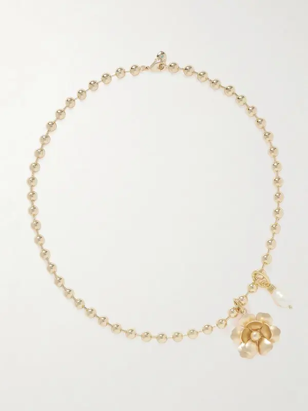 ROXANNE ASSOULIN Flower Pearl Necklace - Gold