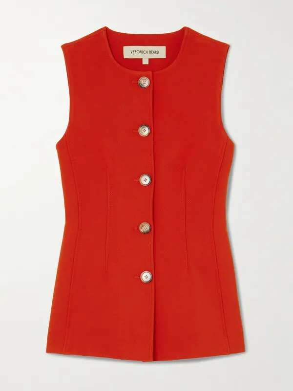 Veronica Beard Jessup Crepe Vest - Red