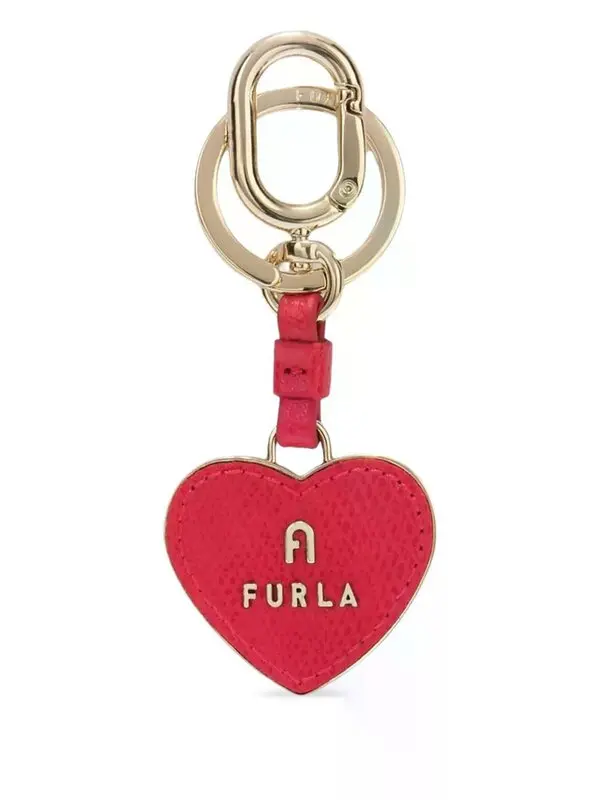 Furla Camelia Heart Logo Keyring - Red
