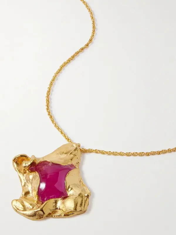 Completedworks Gold-plated And Resin Pendant Necklace - Pink