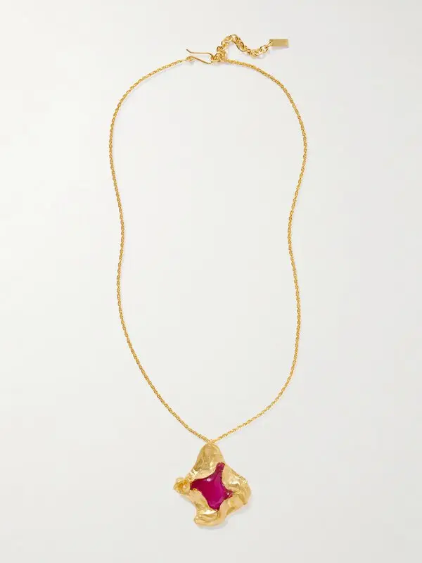 Completedworks Gold-plated Recycled-brass Necklace - Pink
