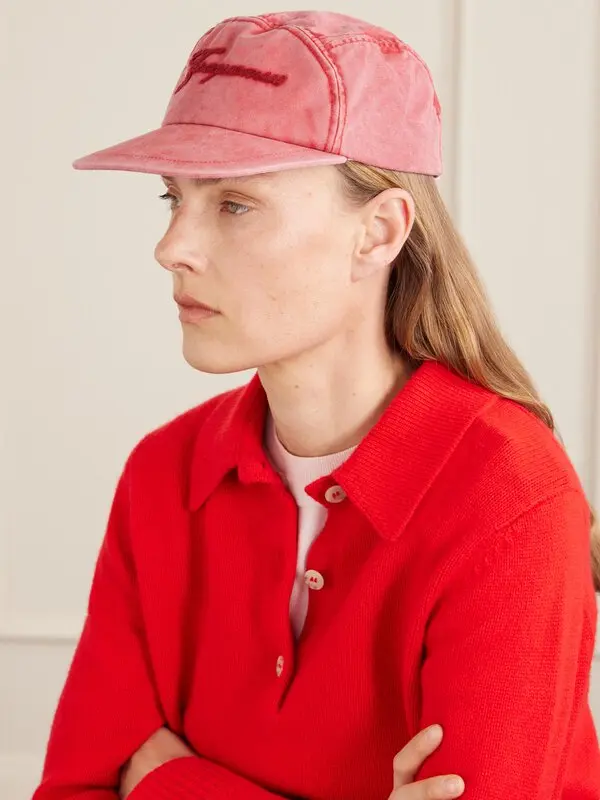 Jacquemus Gardian Embroidered Cotton Baseball Cap - Red