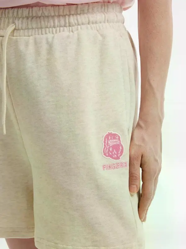 FINGERCROXX Drawstring Patch Shorts - Neutrals