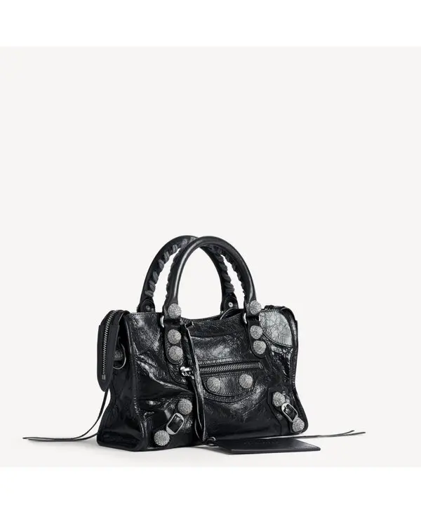 Balenciaga Le City Bag Small Giant Studs With Rhinestones - Black