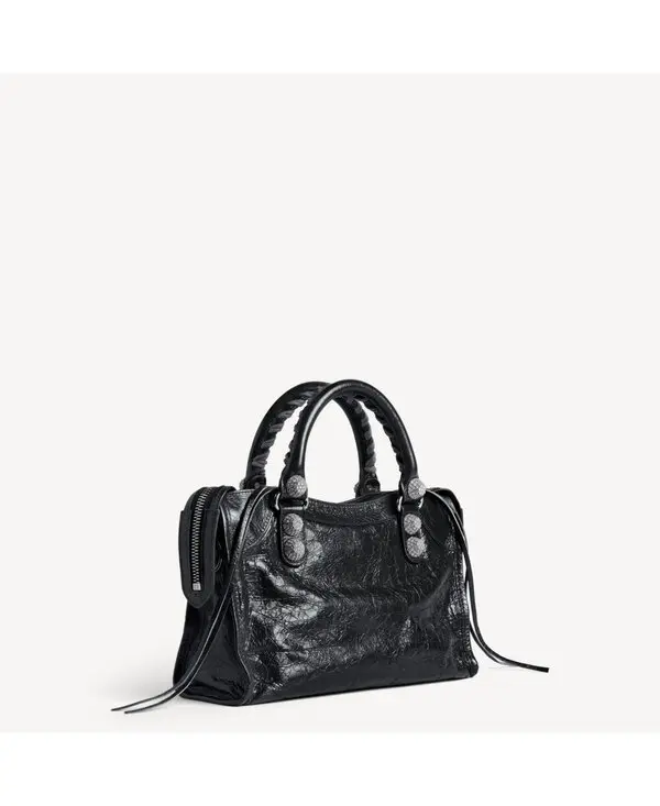 Balenciaga Le City Bag Small Giant Studs With Rhinestones - Black