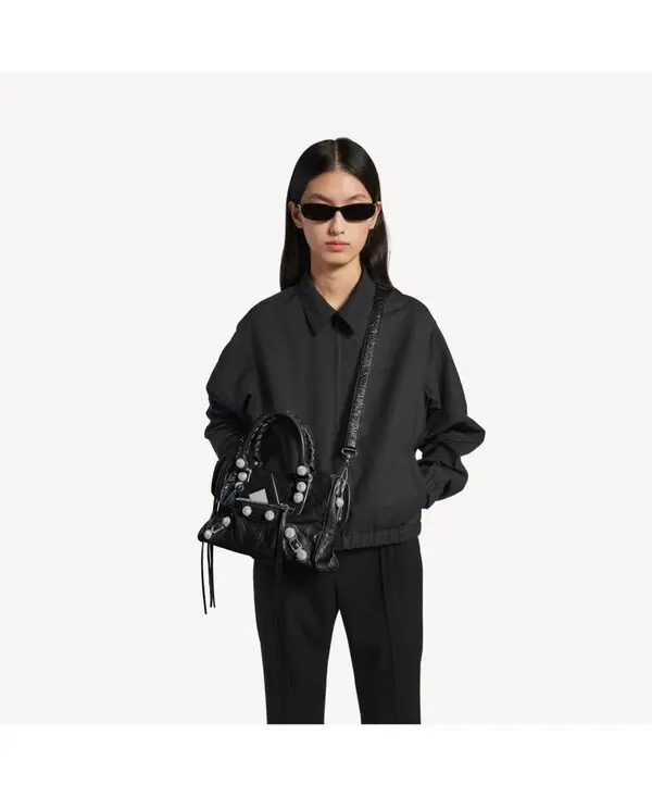 Balenciaga Le City Bag Small Giant Studs With Rhinestones - Black