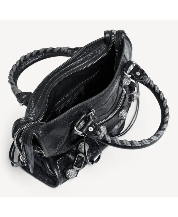 Balenciaga Le City Bag Small Giant Studs With Rhinestones - Black