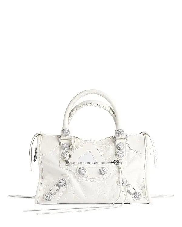 Balenciaga Le City Bag Small Giant Studs With Rhinestones - Optic White