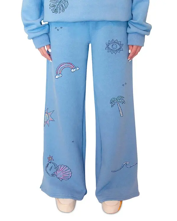 C.BONZ Scribble Doodles Wide Leg Sweatpants