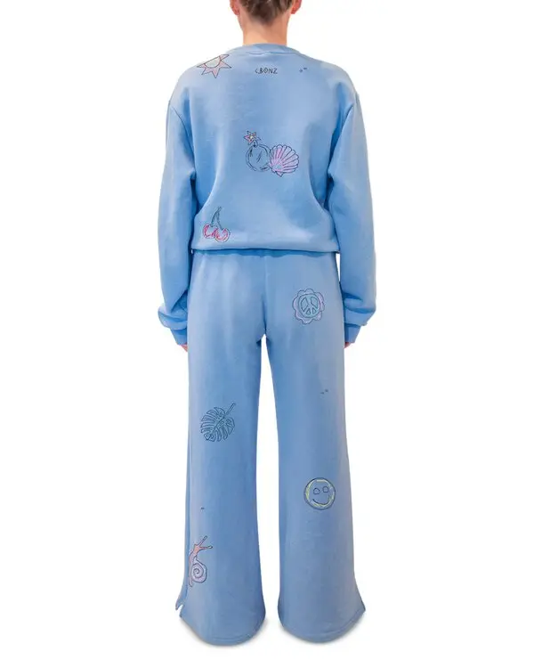 C.BONZ Scribble Doodles Wide Leg Sweatpants