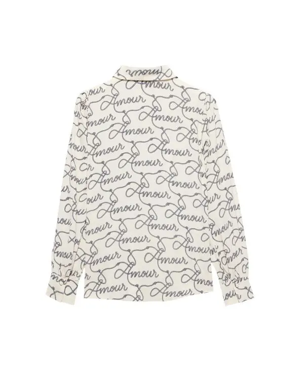 Mint Velvet Amour Print Bow Shirt