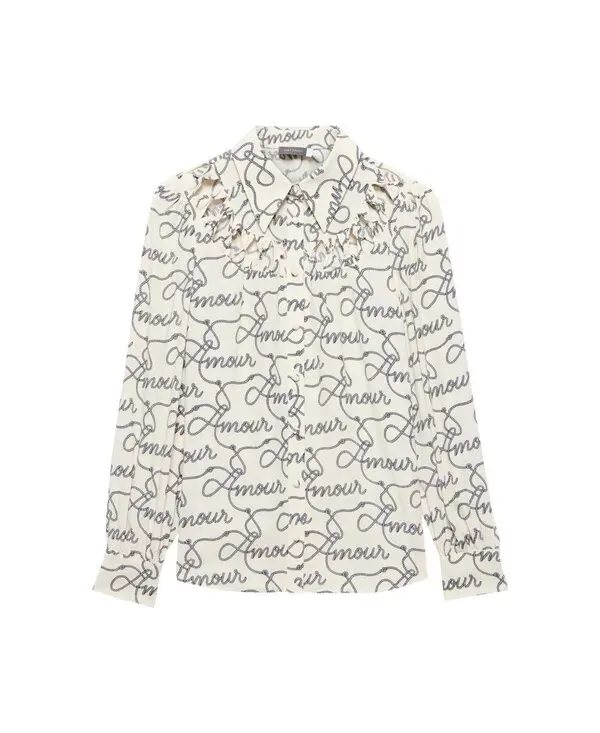 Mint Velvet Amour Print Bow Shirt