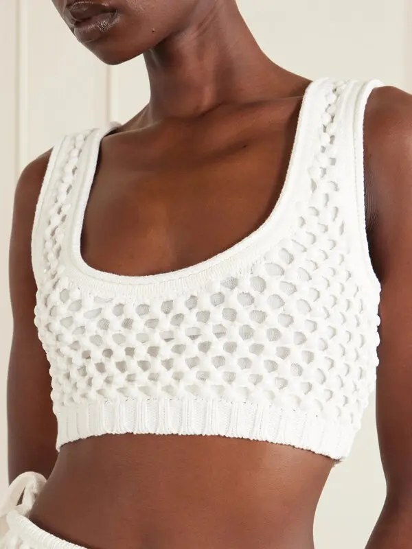 DIOTIMA Lady Cropped Crocheted Cotton-blend Bralette Top