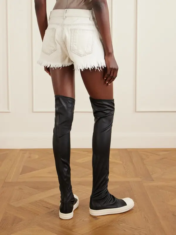 Rick Owens Frayed Denim Shorts