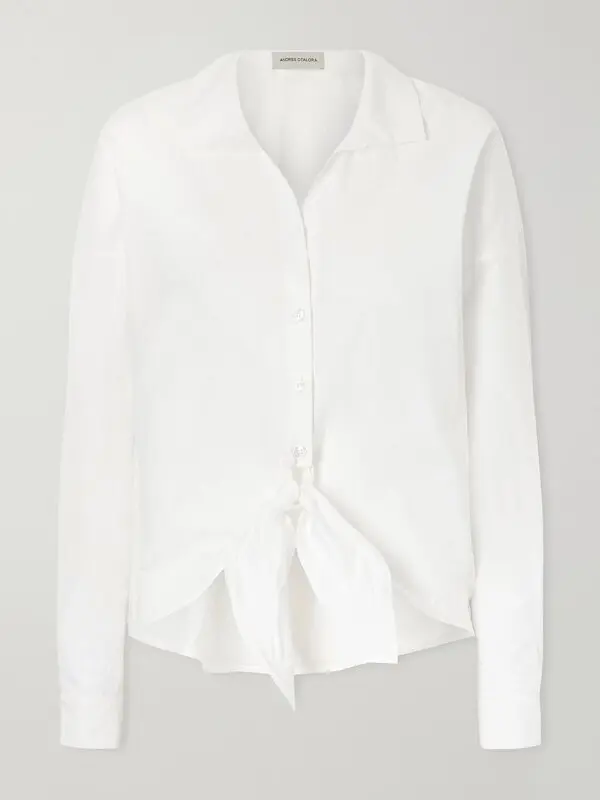 ANDRES OTALORA Luz Envolvente Knotted Cotton Shirt - Neutrals