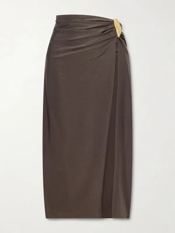 Simkhai Eiana Stretch Satin-jersey Coverup - Brown