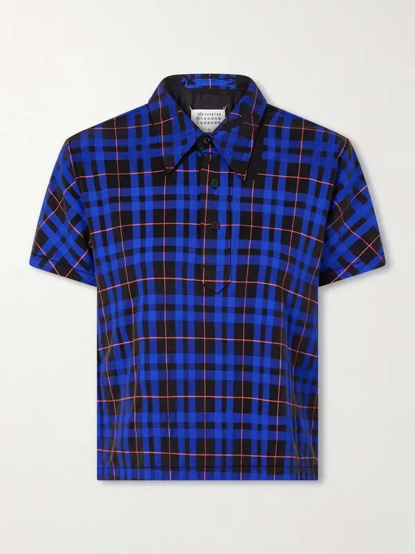 MAISON MARGIELA Checked Twill Polo Shirt - Blue