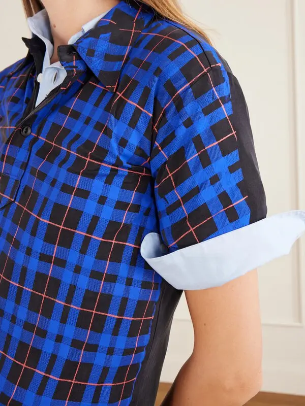 MAISON MARGIELA Checked Twill Polo Shirt - Blue