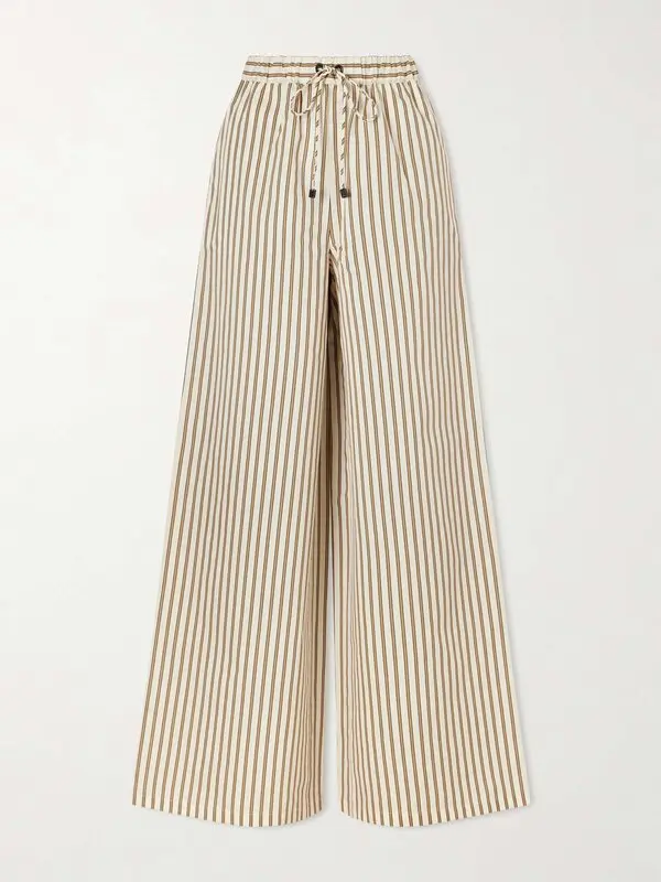 Max Mara Striped Cotton And Silk-blend Pants - Beige