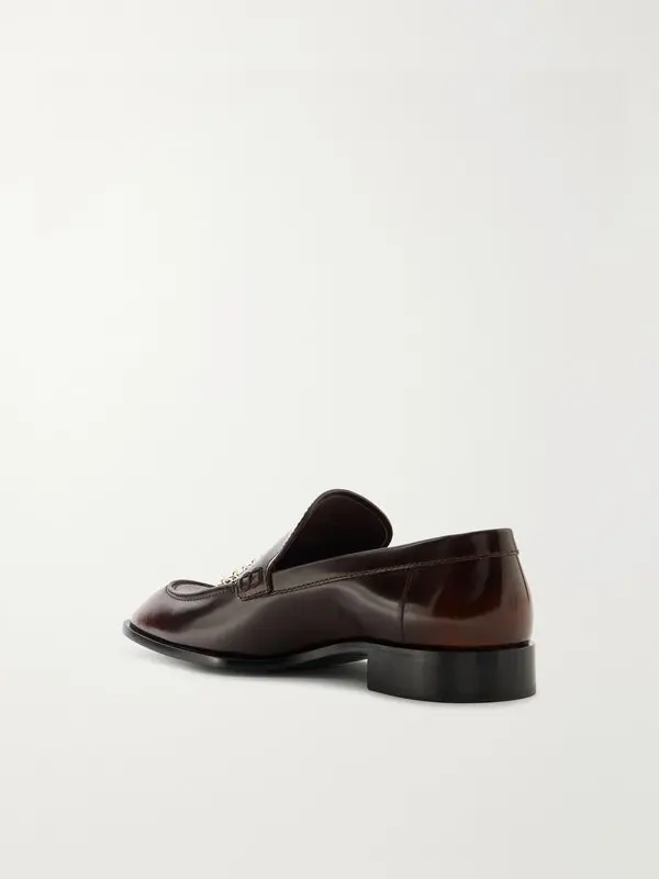 Loewe Embellished Leather Loafers