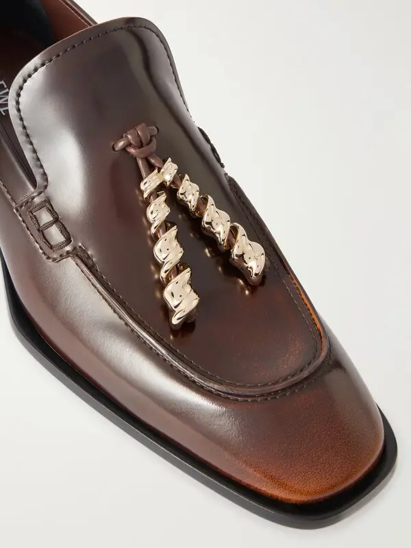 Loewe Embellished Leather Loafers