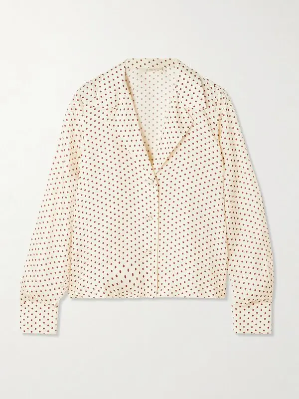 DÔEN Elene Polka-dot Silk-blend Twill Blouse - Neutrals