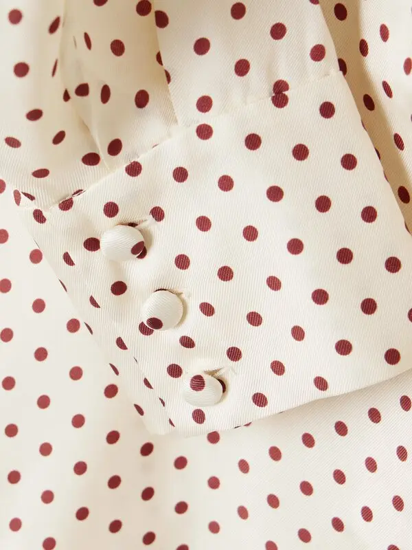 DÔEN Elene Polka-dot Silk-blend Twill Blouse