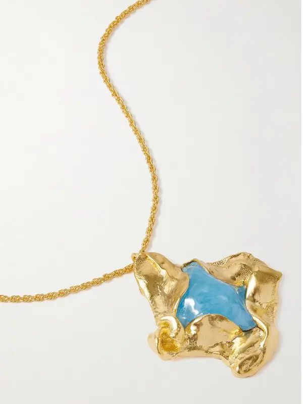 Completedworks Gold-plated And Resin Pendant Necklace - Blue