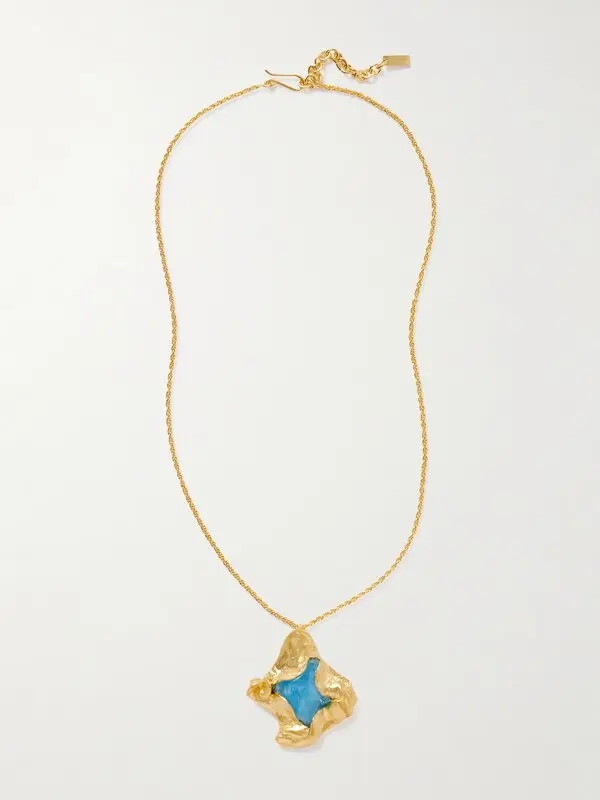 Completedworks Gold-plated And Resin Pendant Necklace - Blue
