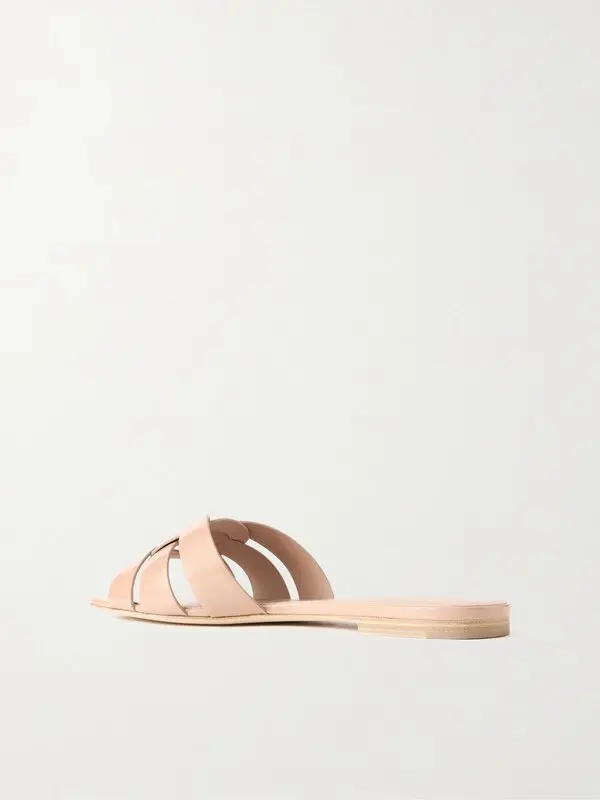 Saint Laurent Tribute Woven Patent-leather Slides