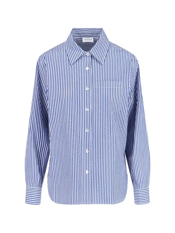 P.a.r.o.s.h Striped Shirt With Rhinestone Detail - Blue