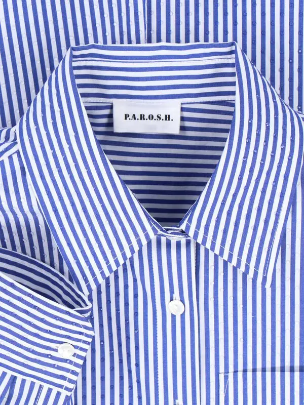 P.a.r.o.s.h Striped Shirt With Rhinestone Detail - Blue