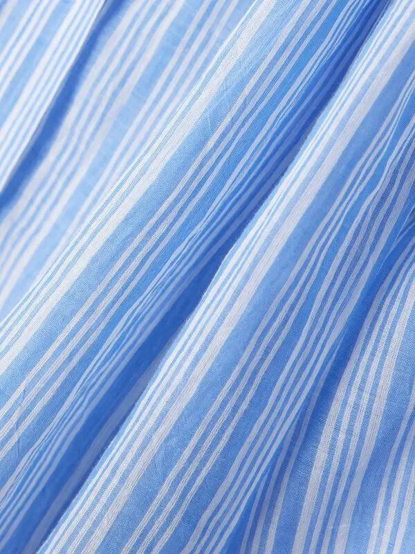 DÔEN Jonie Striped Organic Cotton-voile Blouse - Blue