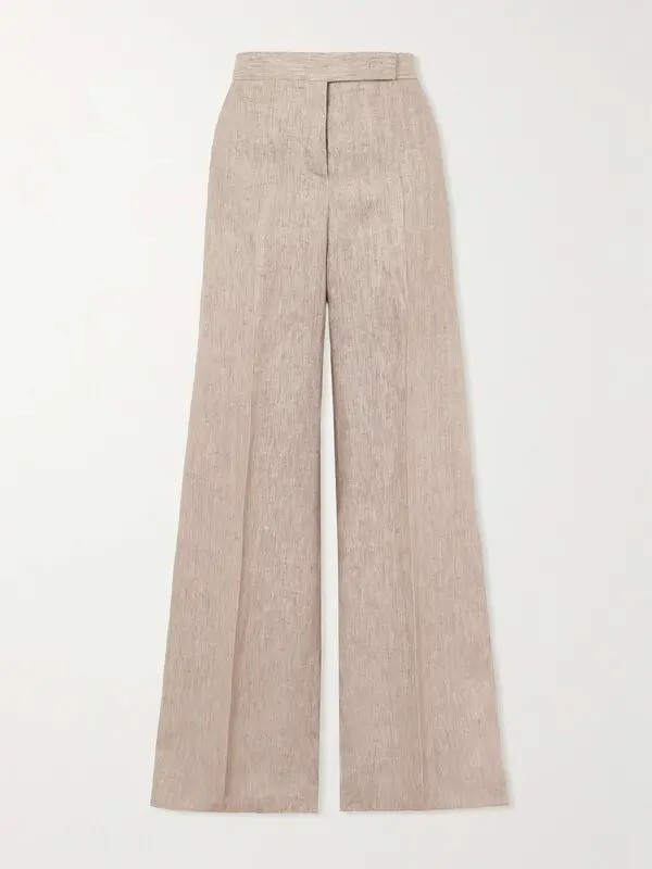 Max Mara Deserto Linen Wide-leg Pants - Beige