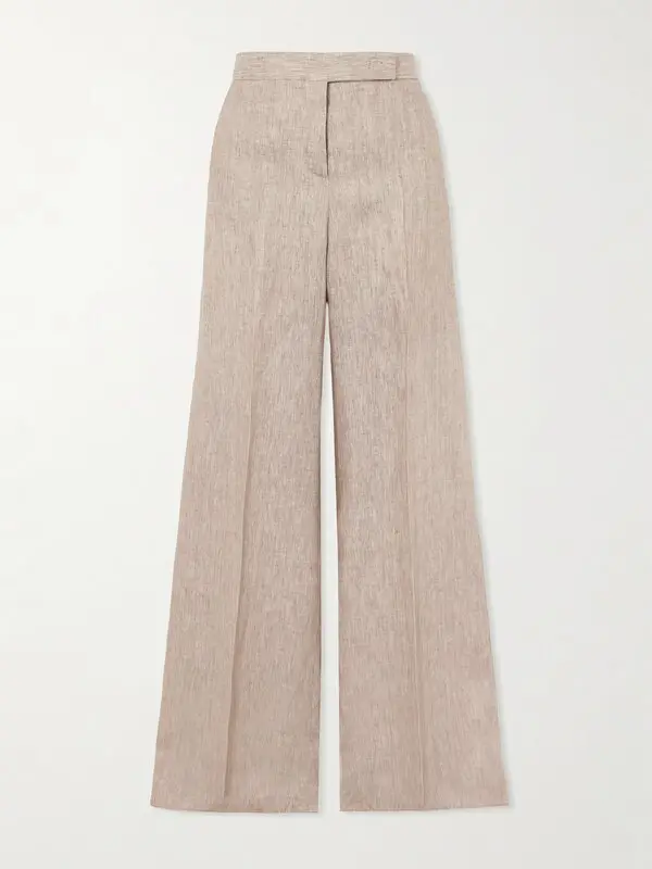 Max Mara Deserto Linen Wide-leg Pants - Neutrals